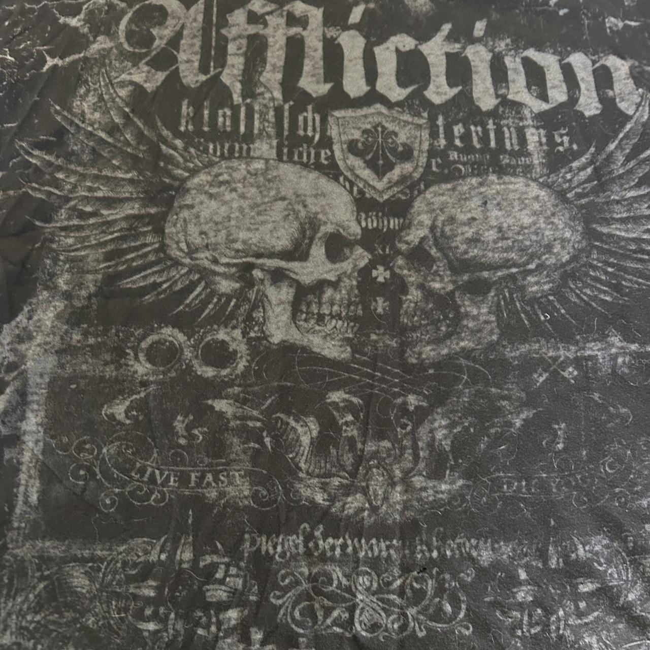 rare affliction v neck Skulls on the shoulders... - Depop