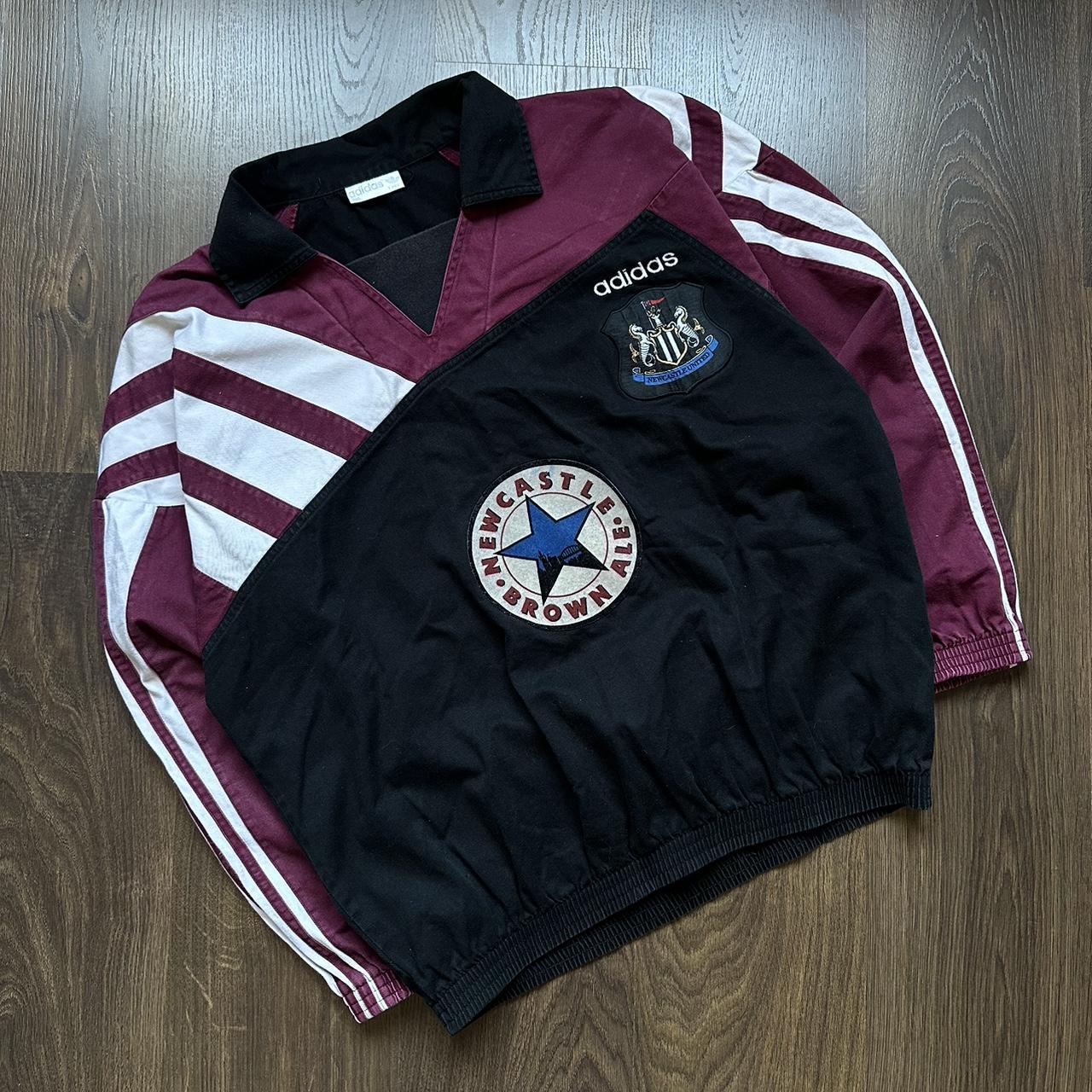 Newcastle United burgundy and black track top... | Depop