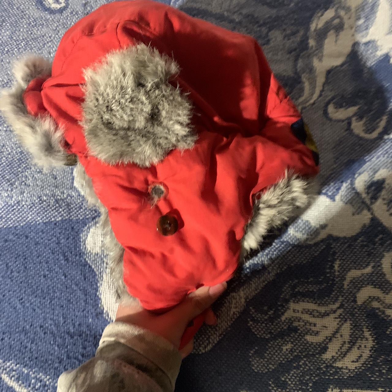 red ushanka / trapper hat never worn size small - Depop