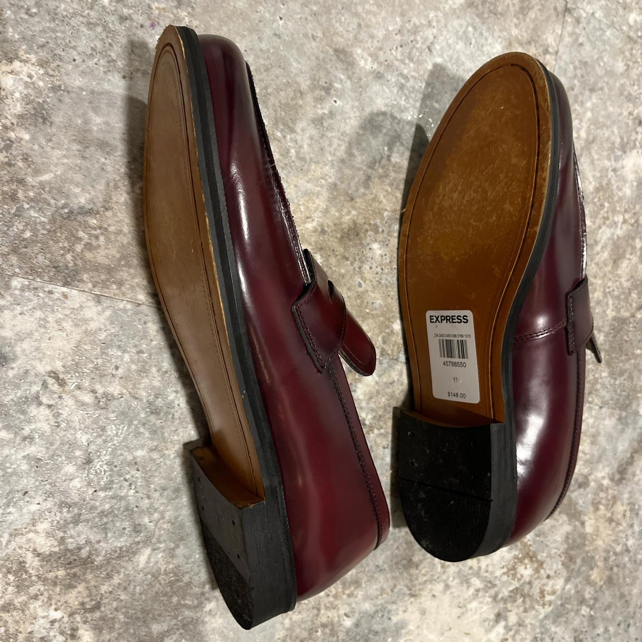 Burgundy loafers with a leather upper, made in Italy... - Depop