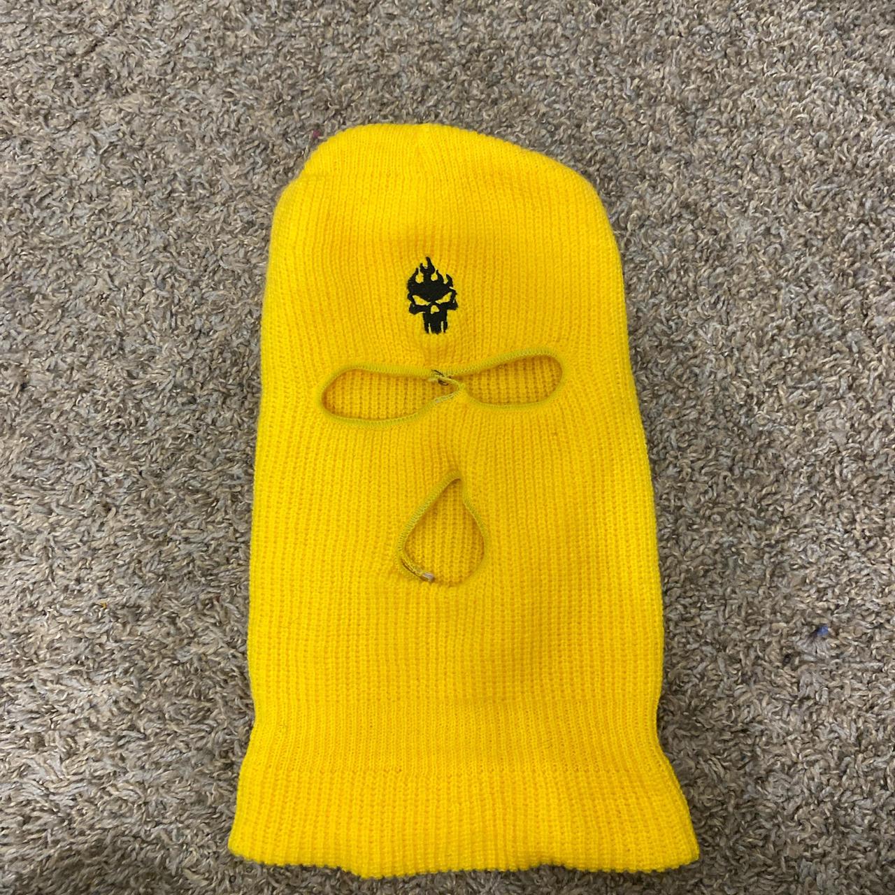 Yellow Ski mask flaming skull - Depop