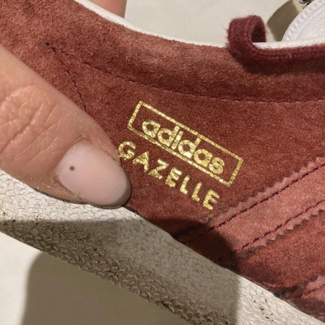Women’s Burgundy Red Adidas Gazelle Trainers. UK... - Depop