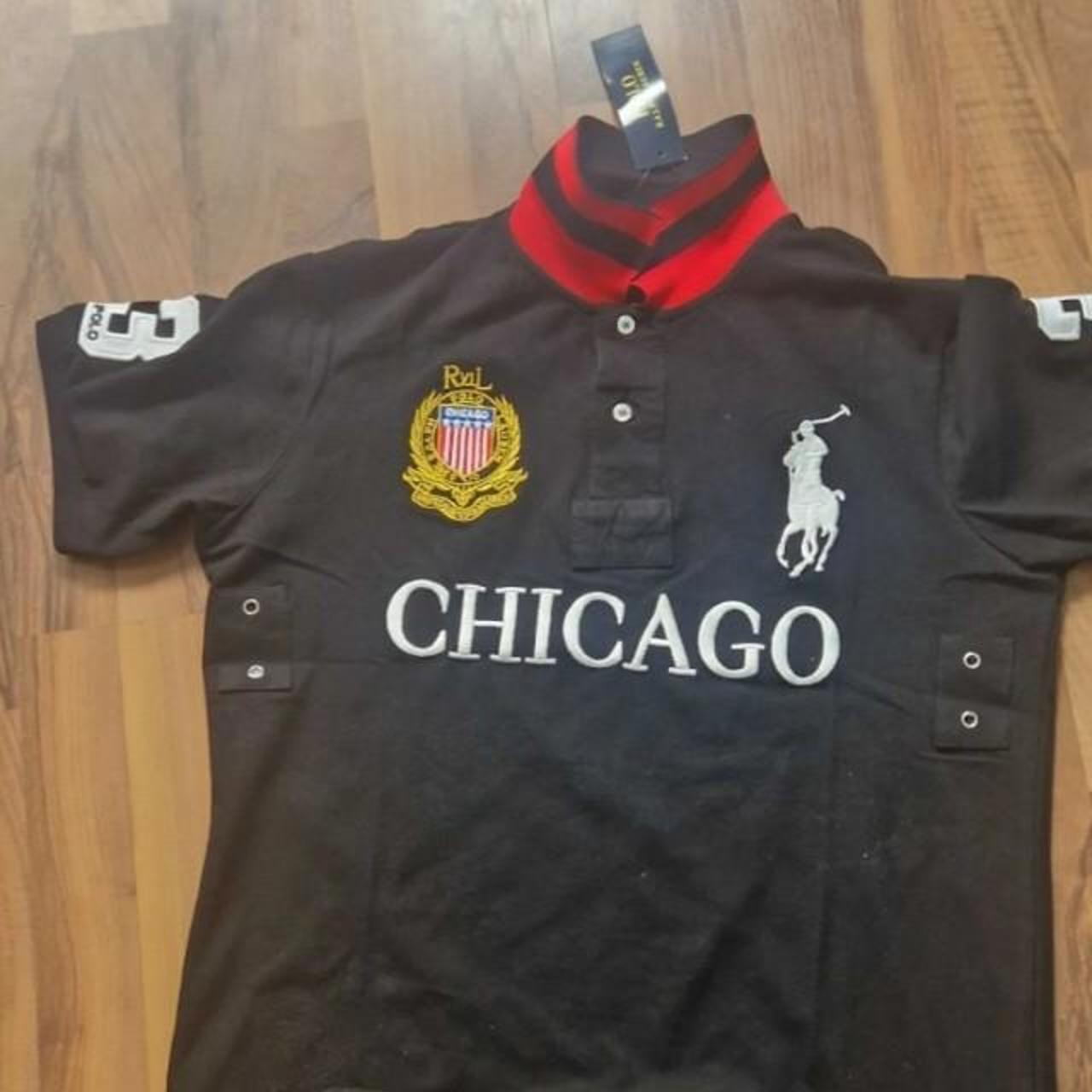 Black Polo Ralph Lauren Chicago polo shirt... | Depop