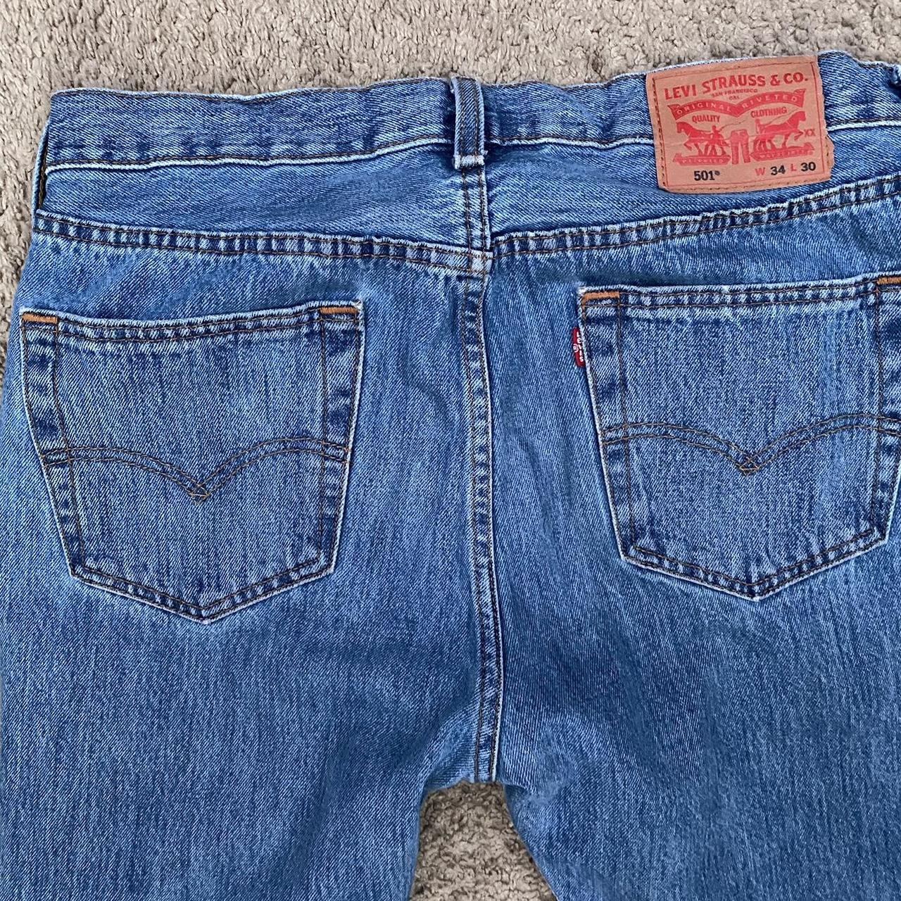Levi 501 Blue Denim Jeans 34W 30L - Depop