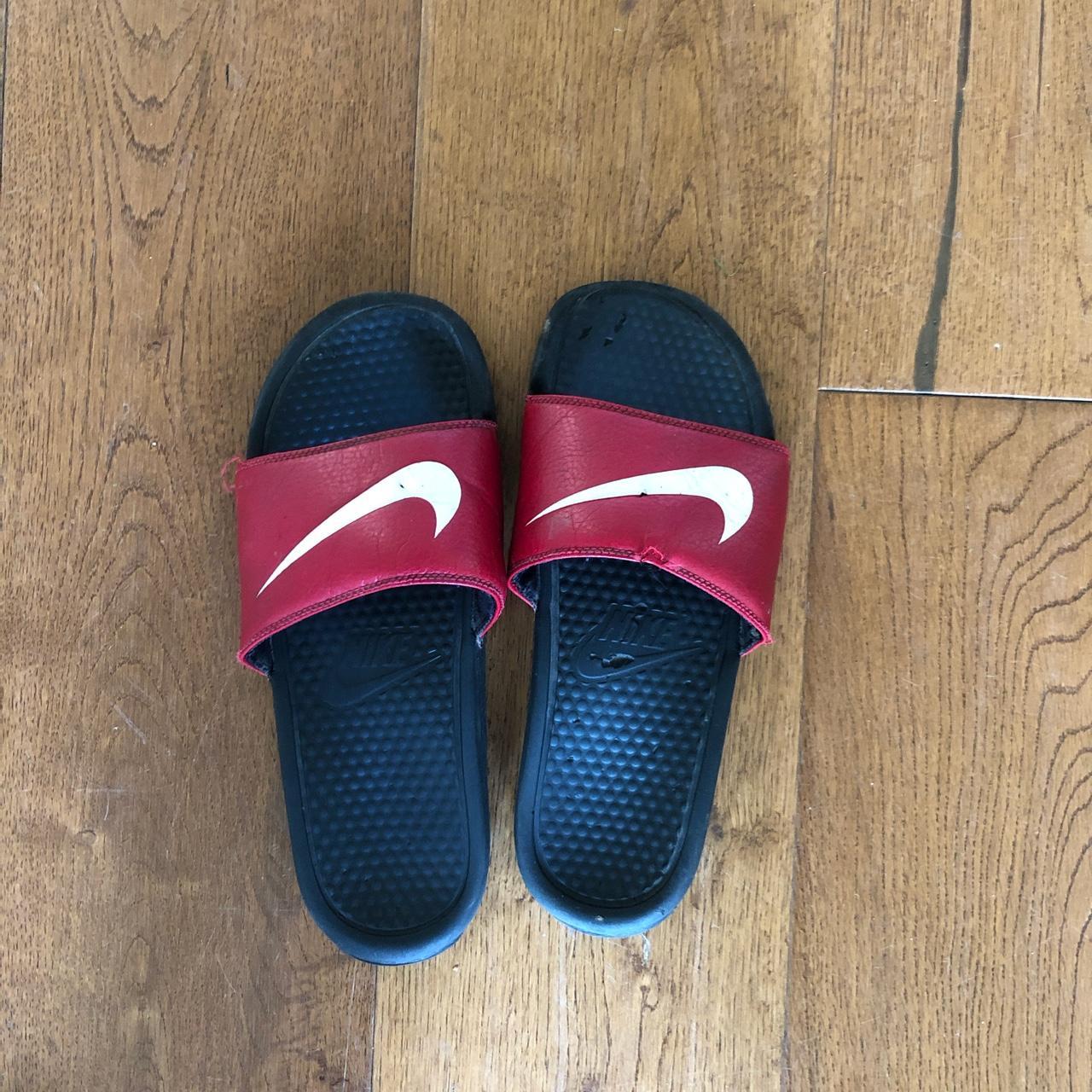 Men's Black and Red Slides | Depop