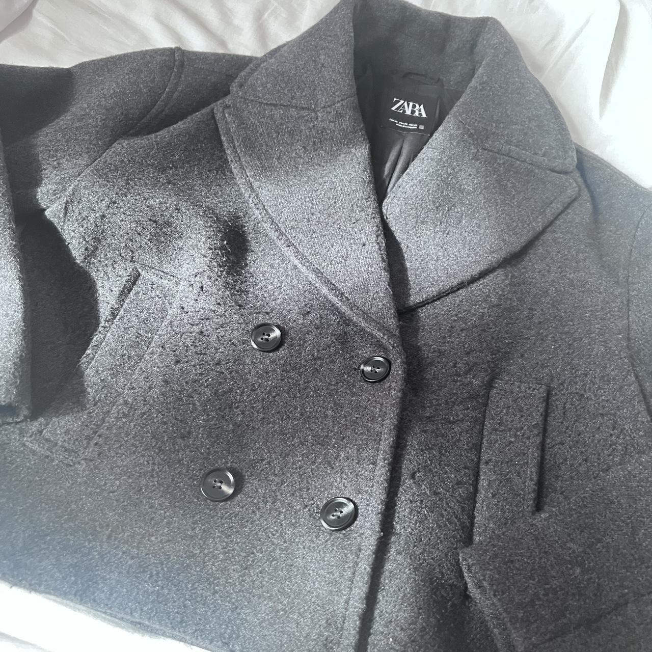 Grey Zara double breasted peacoat some pilling. DM... | Depop