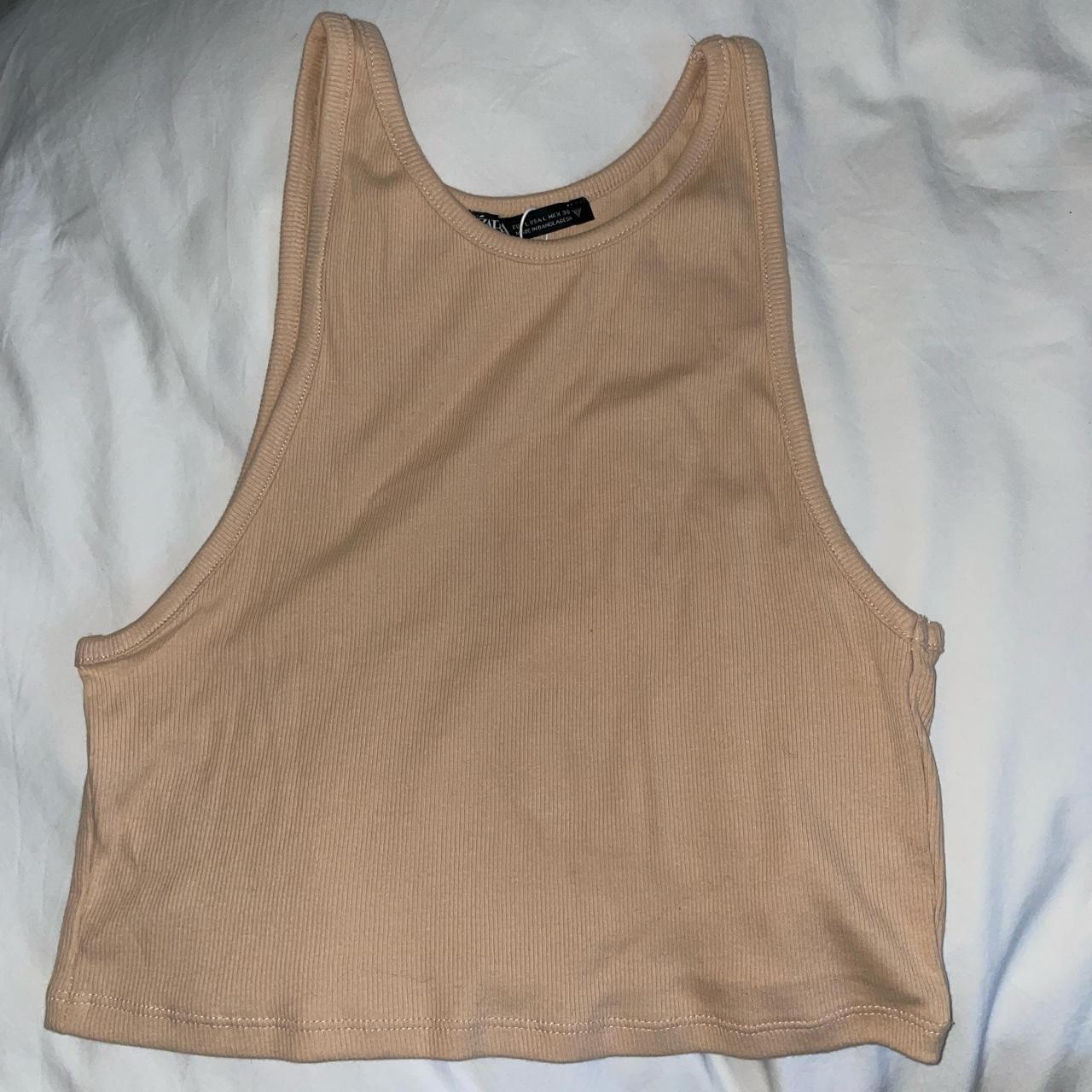 Zara cream tank crop top size L #tanktop #croptop... - Depop