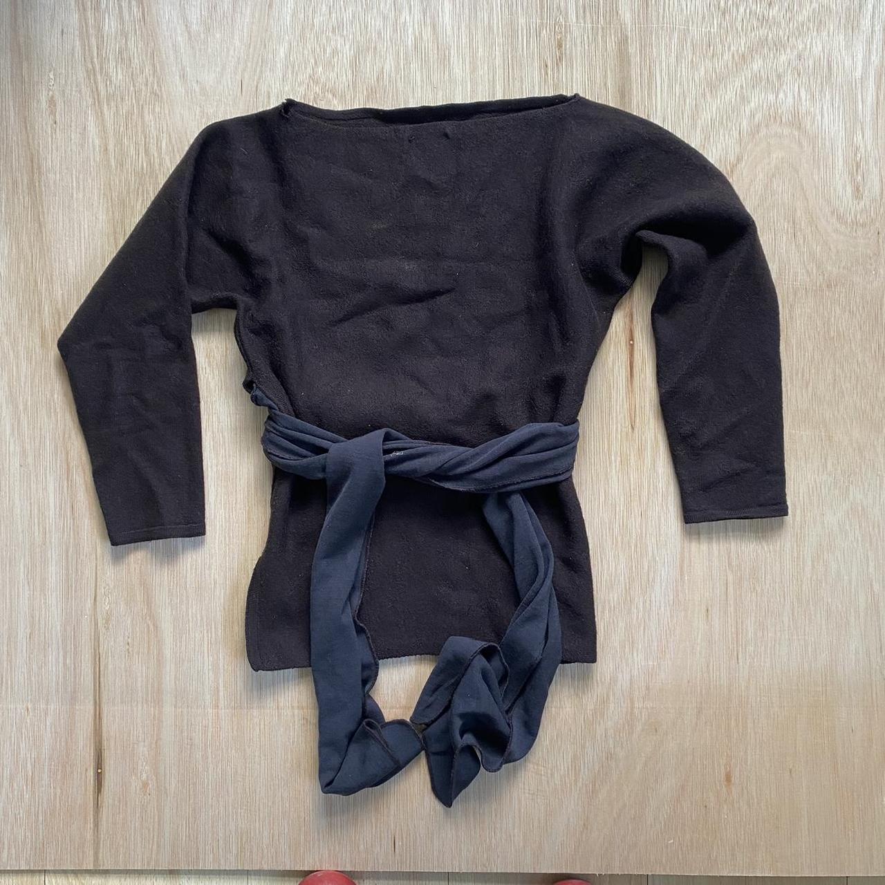 Sarah pacini one size felted brown wrap top Flaws... | Depop