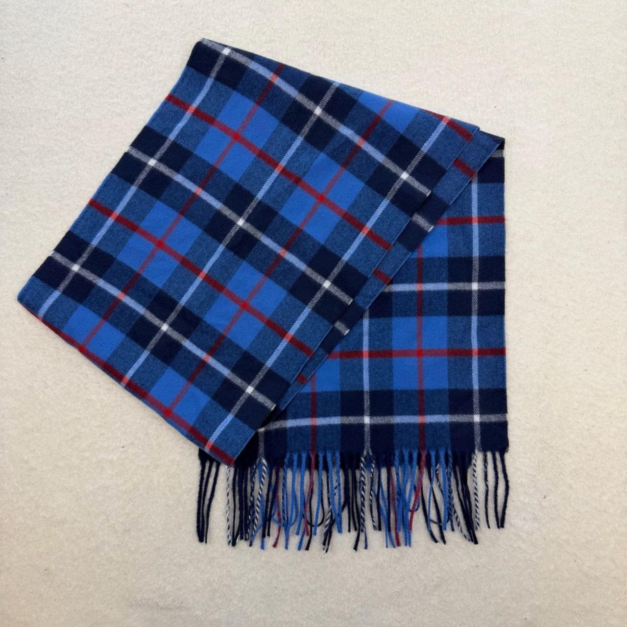 Cashmere Red and Blue Plaid Scarf Made in Germany.... | Depop