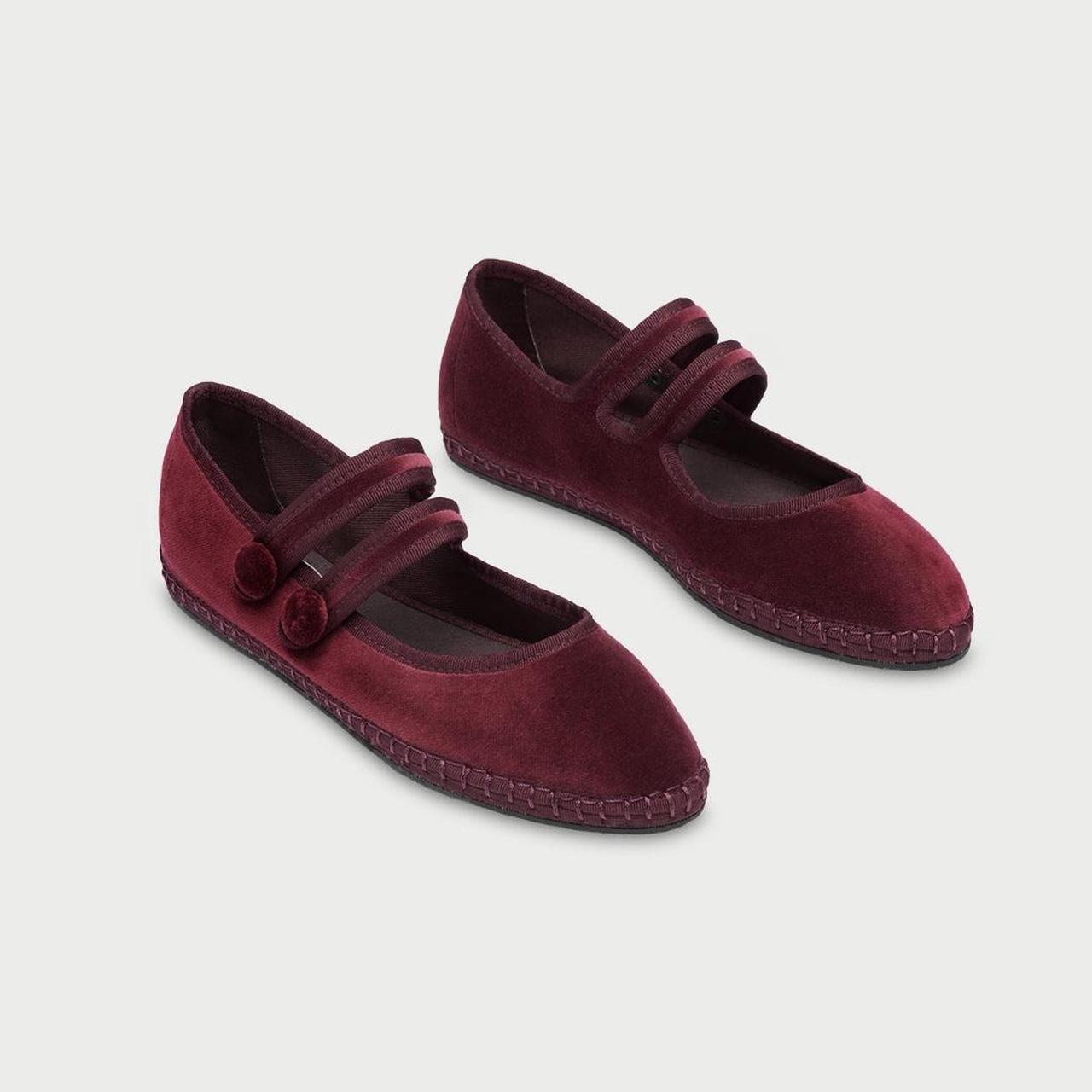 Size 39 Flabelus burgundy velvet double strap mary... | Depop