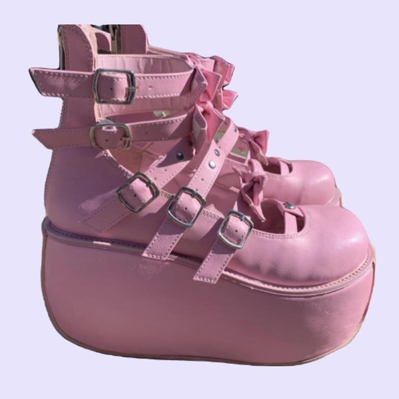 Pink platform DEMONIAS with bows and studs! -I... - Depop