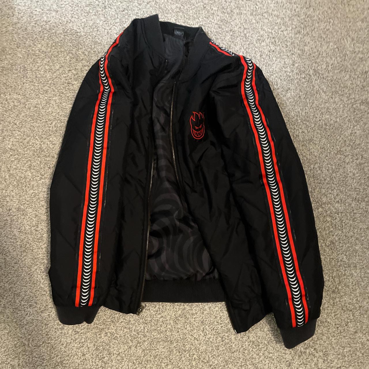 Black and red Spitfire bomber jacket... - Depop