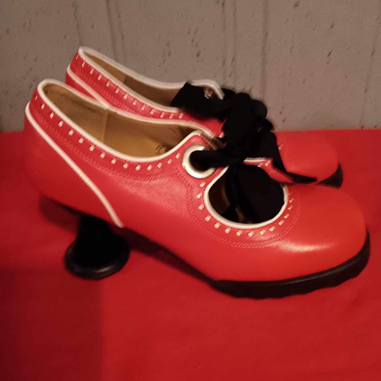 John Fluevog red and black 70s mod shoes Maryjane... - Depop