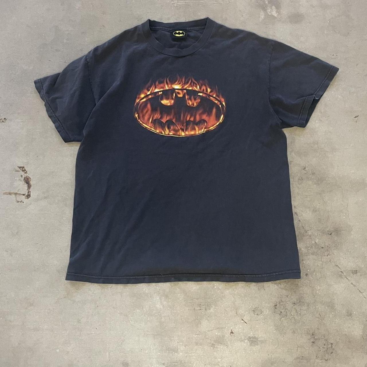 Y2K Flaming Batman Logo Tee #batman #flames... - Depop