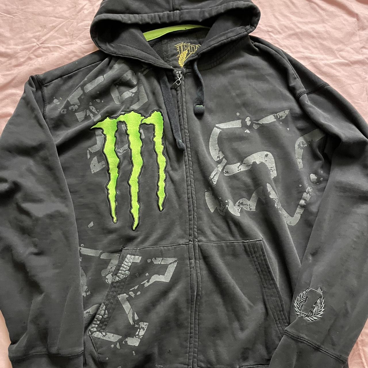 monster energy fox racing zip up hoodie this has... | Depop