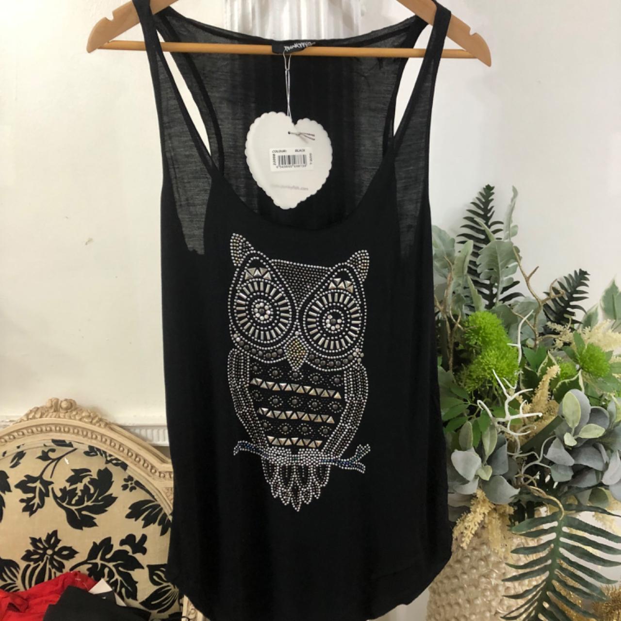 Punkyfish studded owl vest top for summer days. - Depop