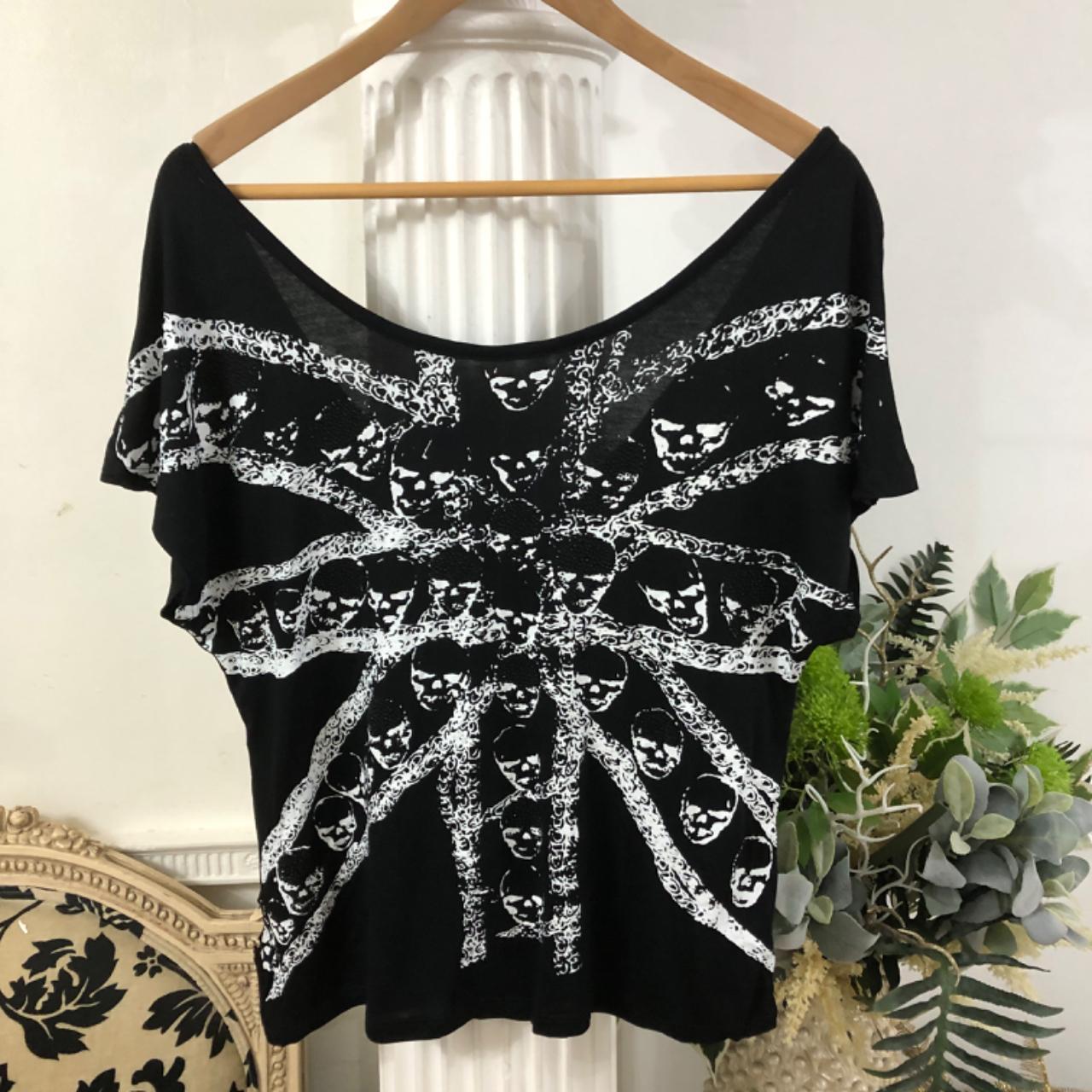 Punkyfish studded skull on British flag top wit... - Depop