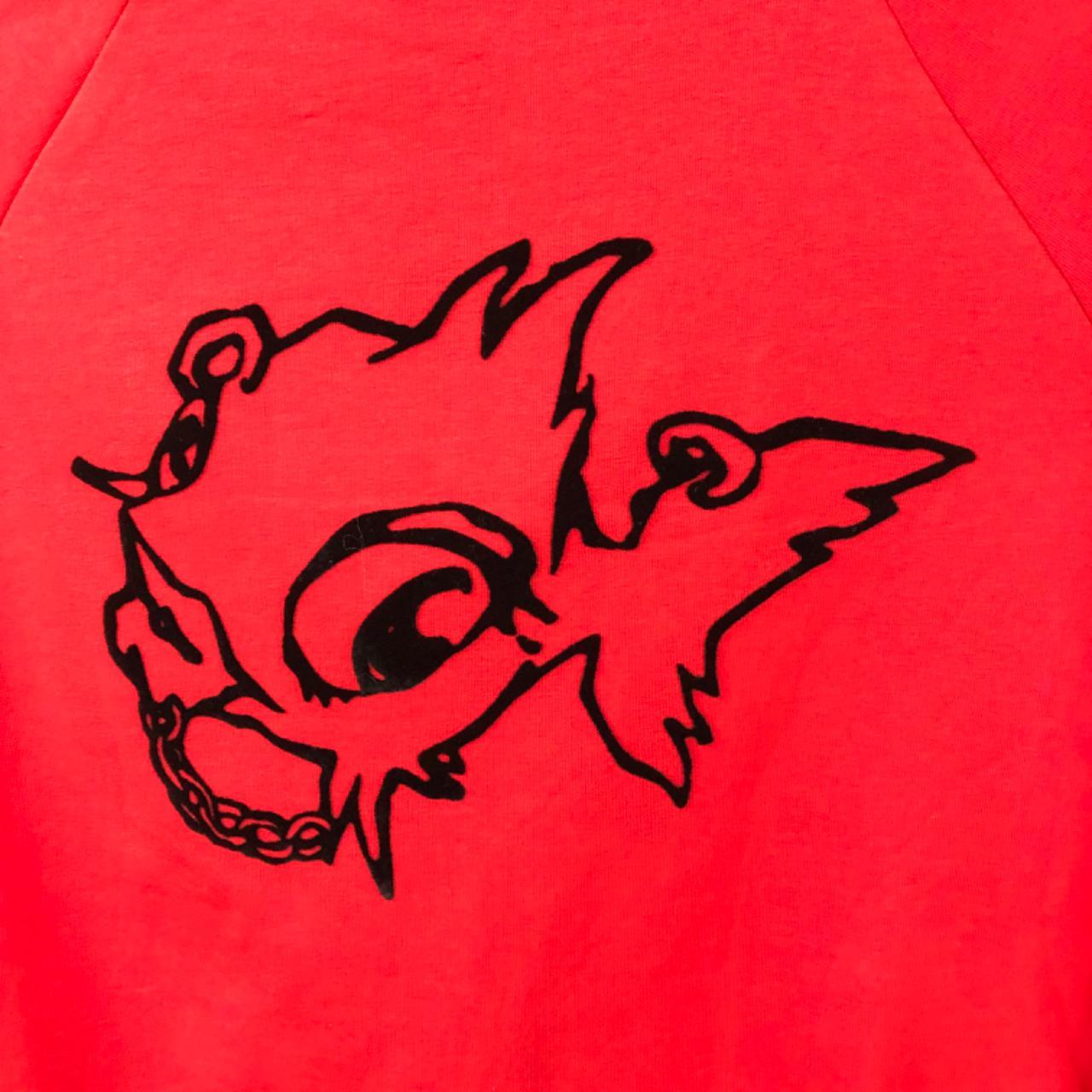 Punkyfish Women's Red and Black Sweatshirt | Depop