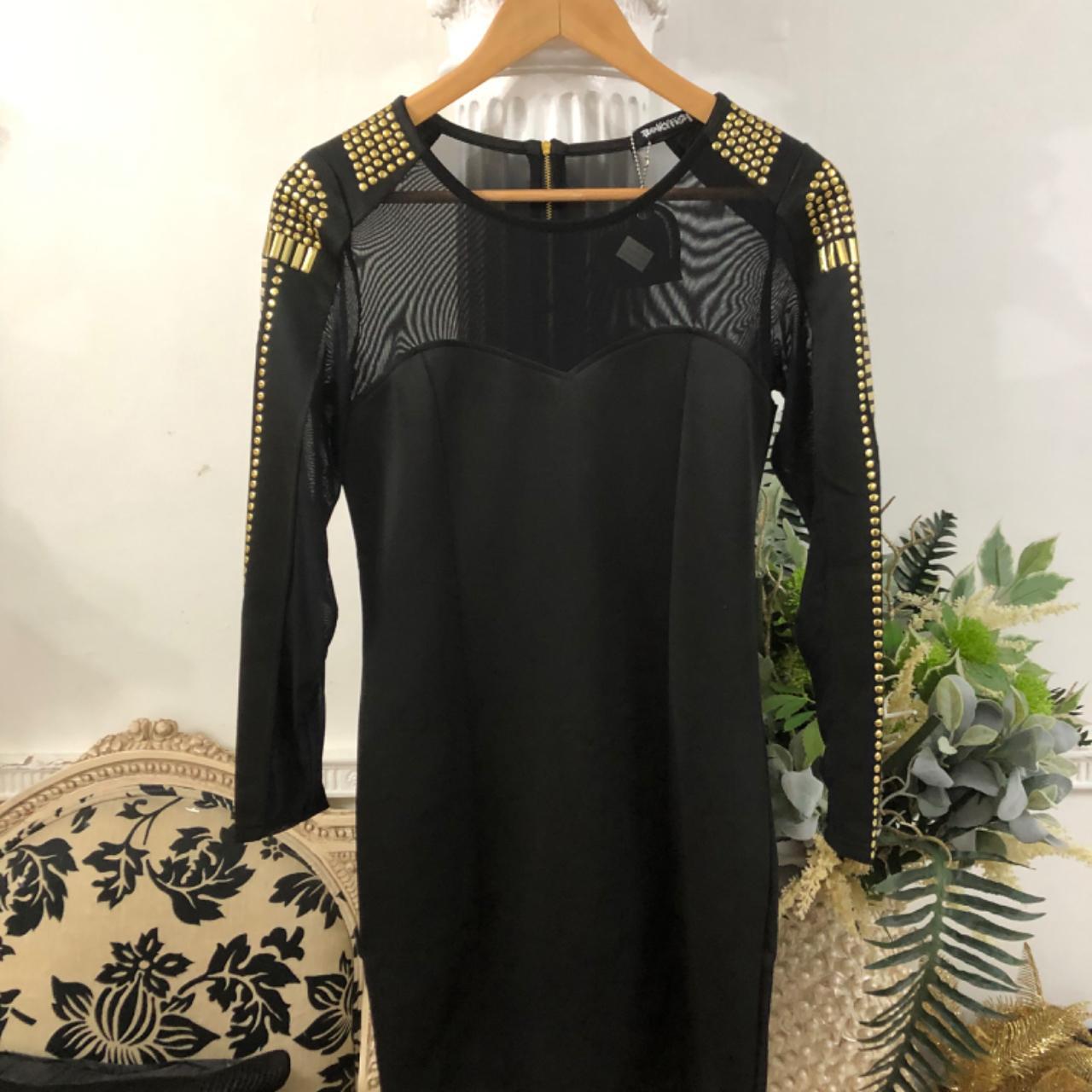 Punkyfish gold colour studded dress with mesh. - Depop