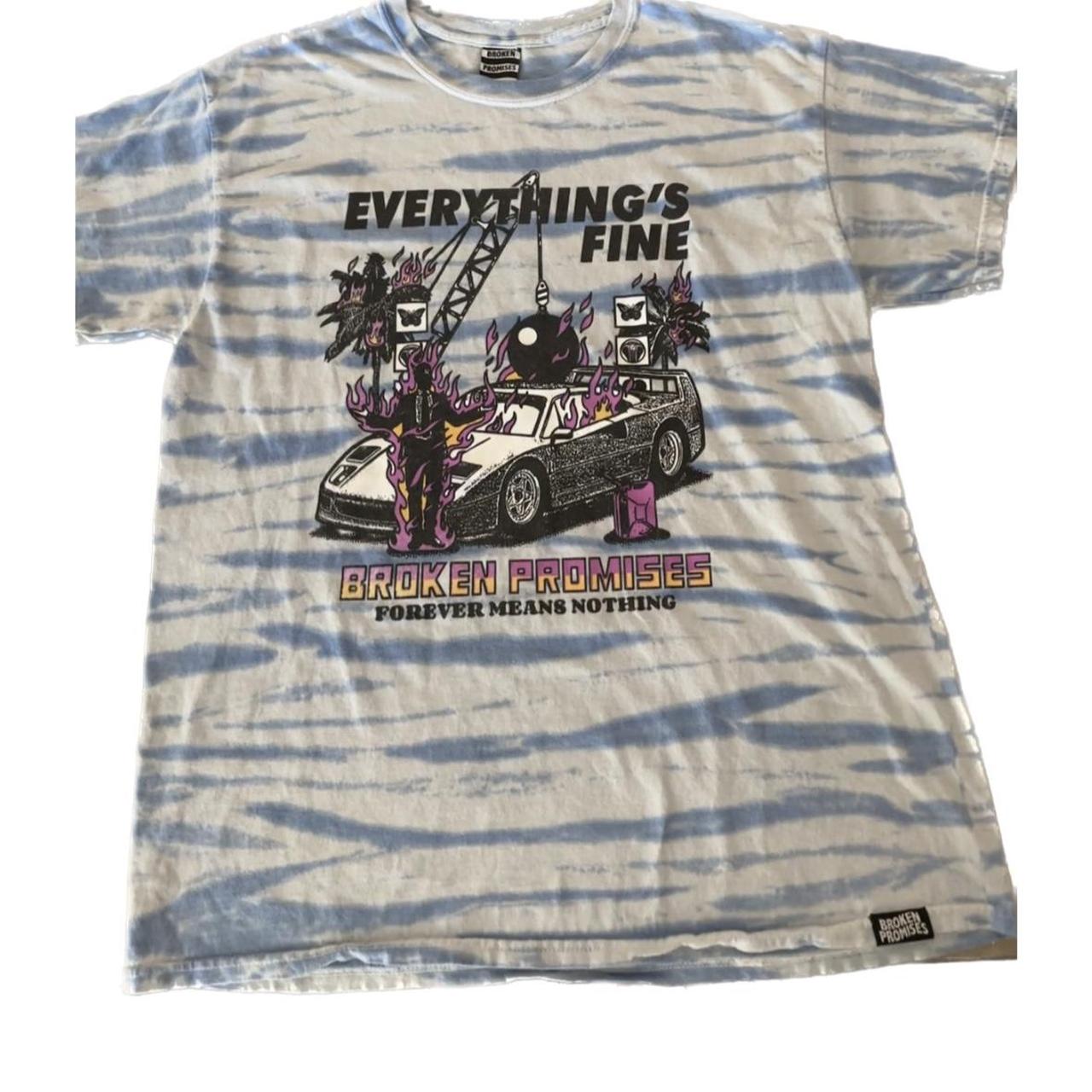 Large tie die Broken Promises graphic tee - Depop