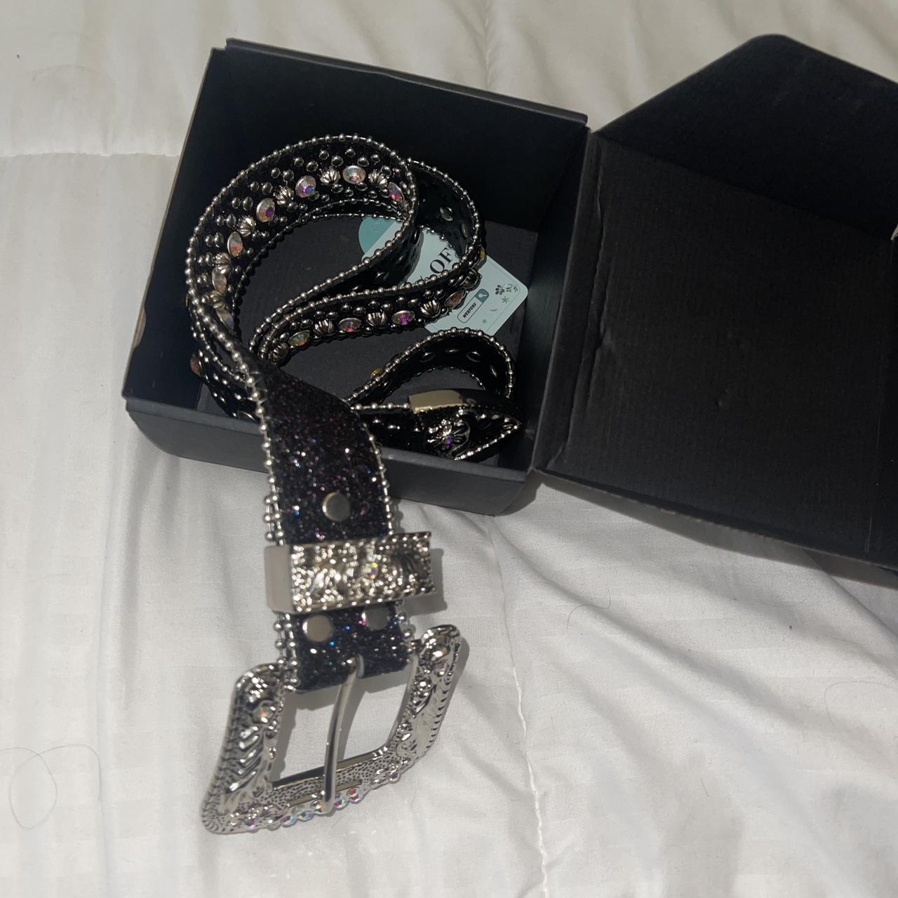 Brand new y2k bb belt , black w rhinestones ,... - Depop