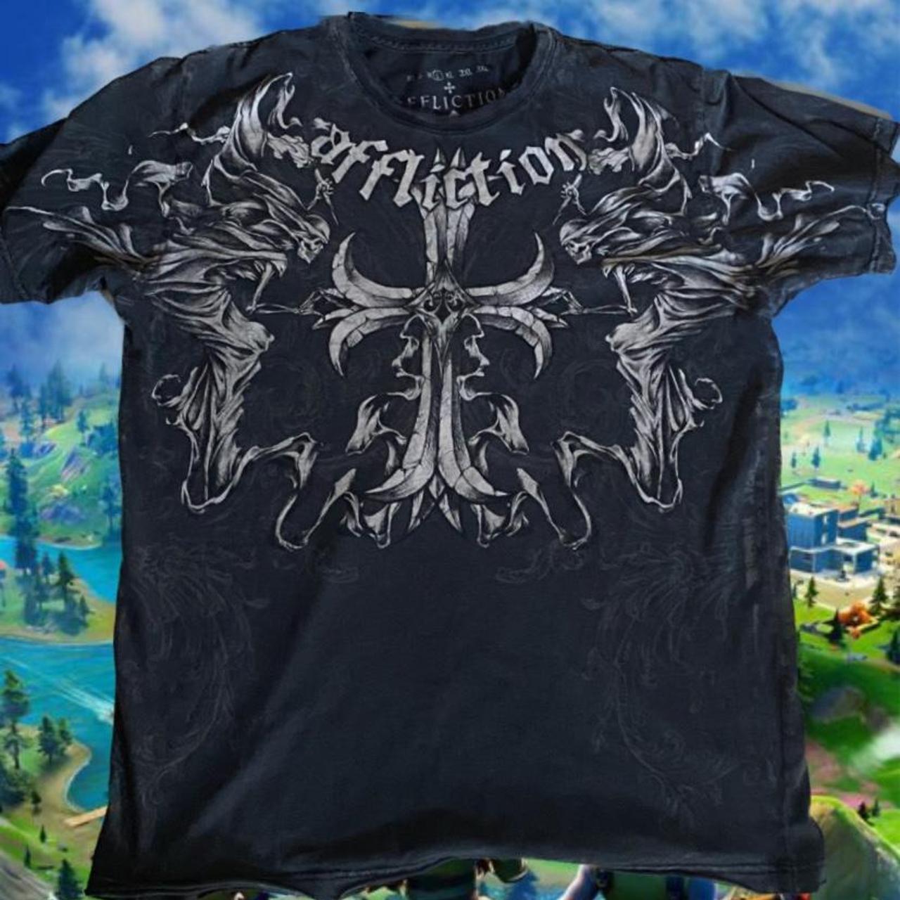 RARE ASF AFFLICTION CROSS SHIRT SIZE LARGE FITS LIKE... - Depop