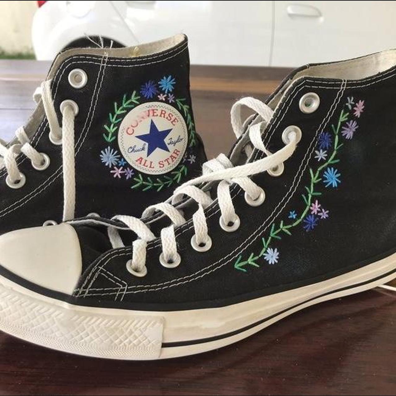 custom embroidered converse READ DESCRIPTION This... - Depop