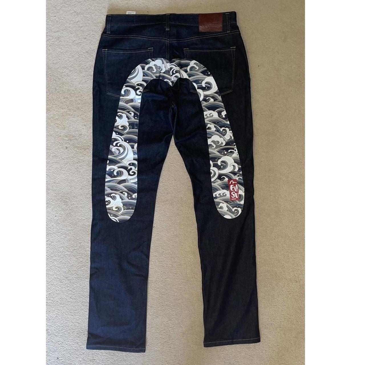 Evisu Diacock jeans Rare blue wave design W34 -... - Depop