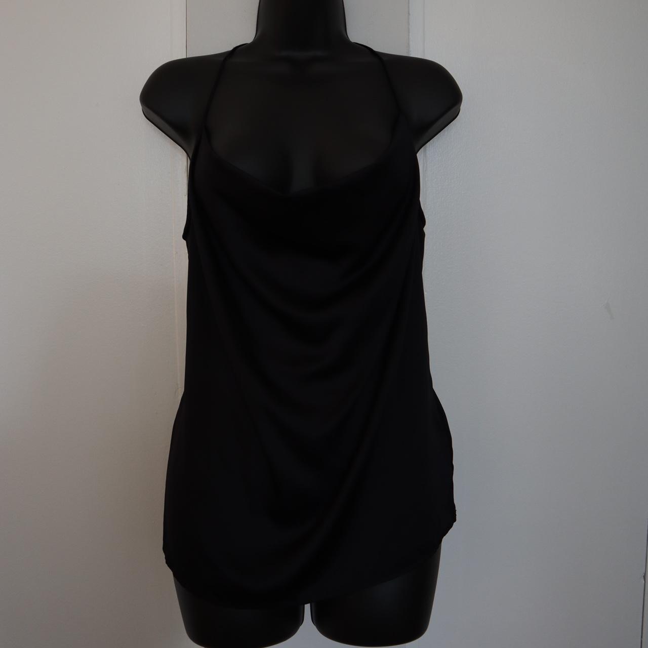 Express Satin Cowlneck Racerback | Black | Size S ... - Depop