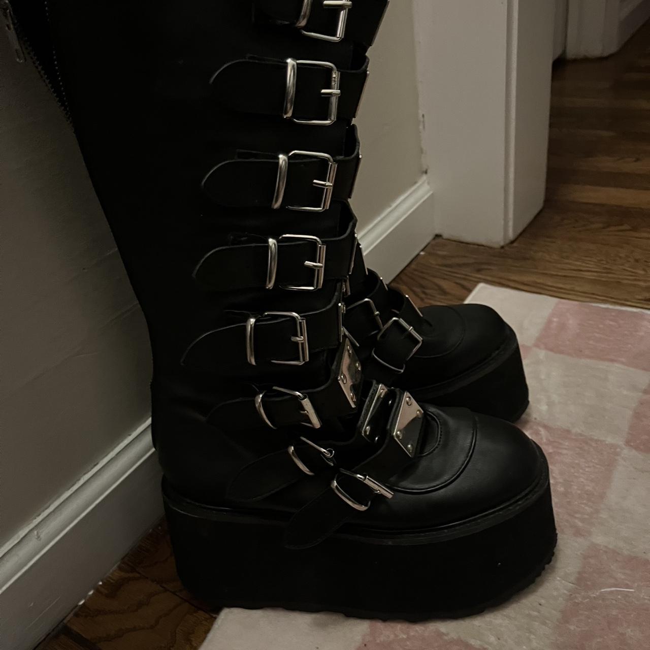 Black Demonia goth platform boots women’s size 9... | Depop