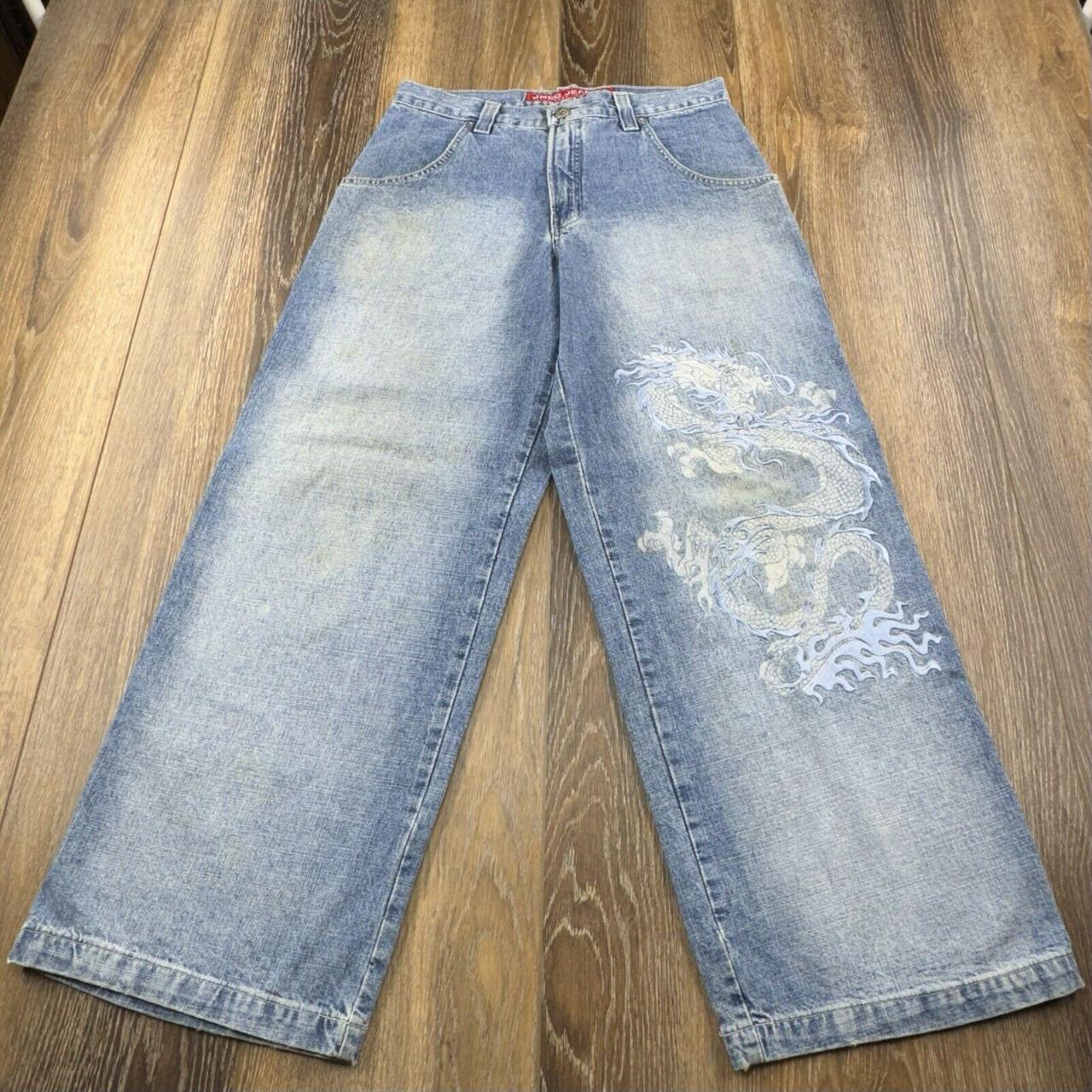Vintage Jnco Jeans Mens 33 X 32 Dragon Skate Flames... - Depop