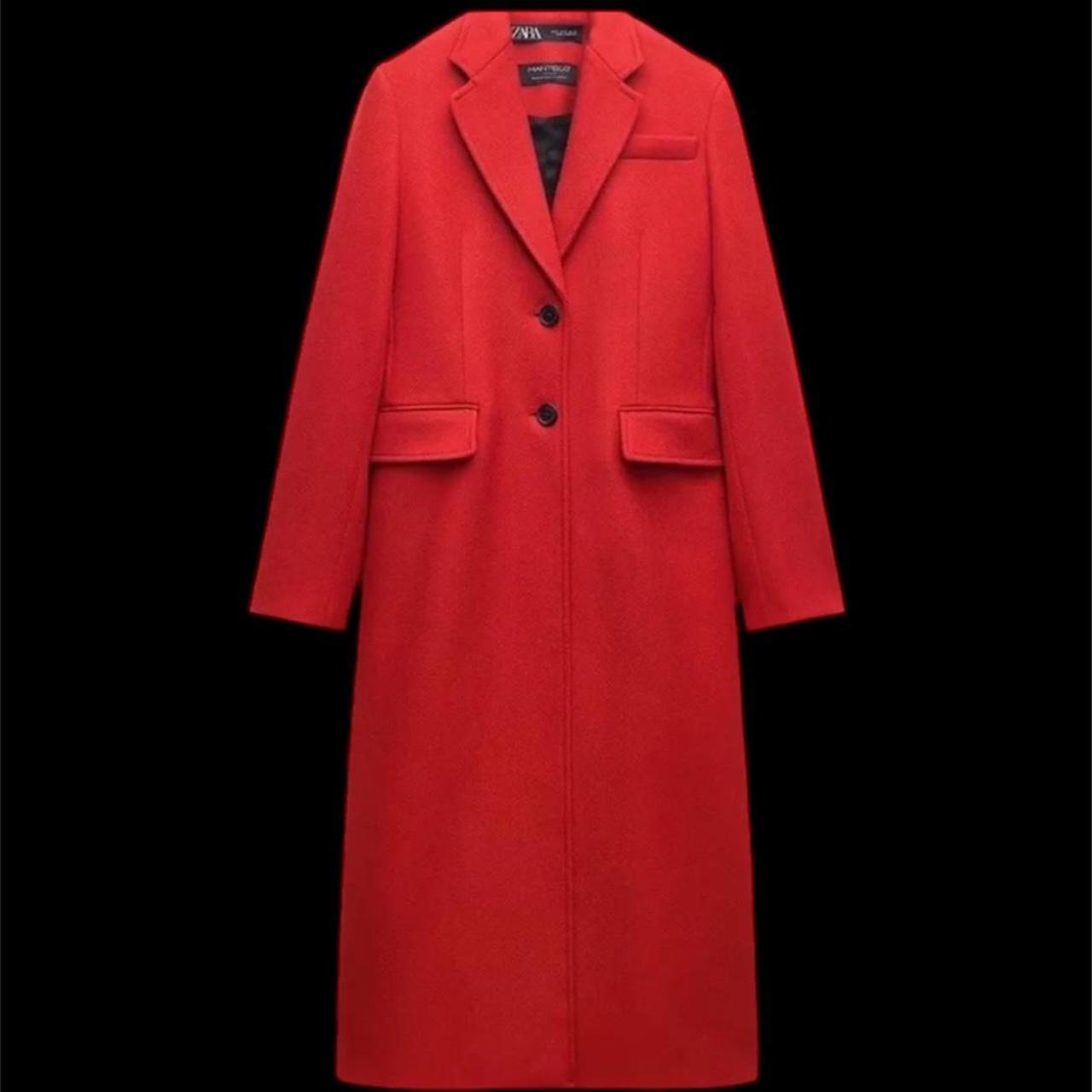 Zara ZW collection fitted wool coat red NEW FW24... - Depop