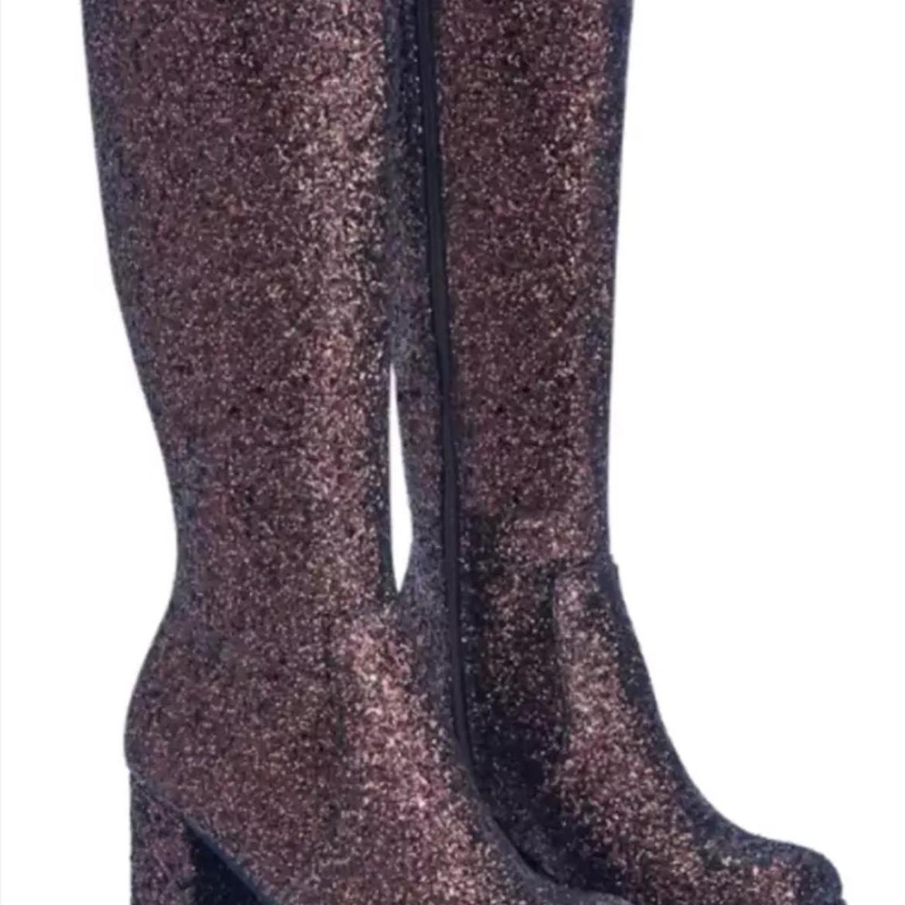 Shellys Of London bronze glitter knee high boots... | Depop
