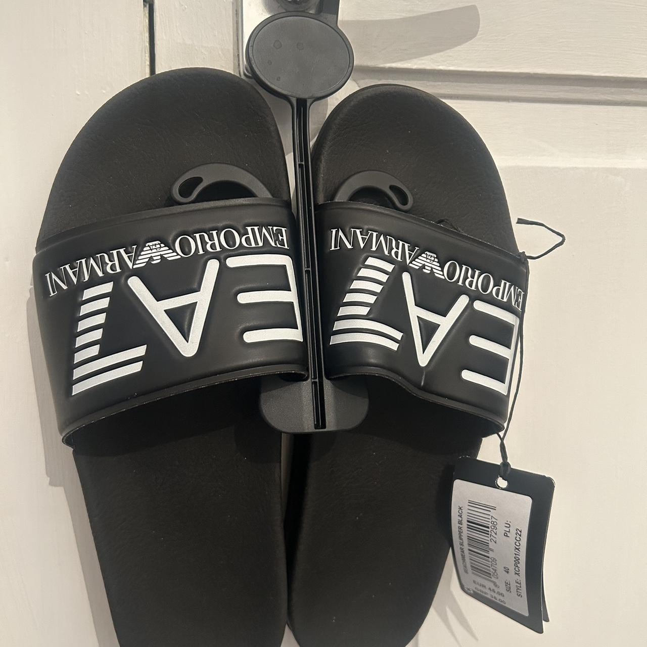 Armani sliders men’s black Uk 6 brand new with tags - Depop
