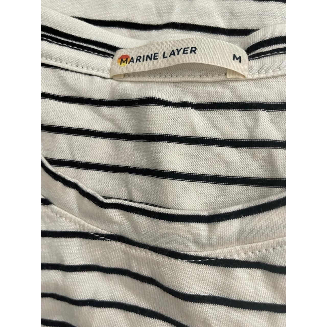 NEW MARINE LAYER SHIRT BLACK AND WHITE STRIPE SIZE... - Depop