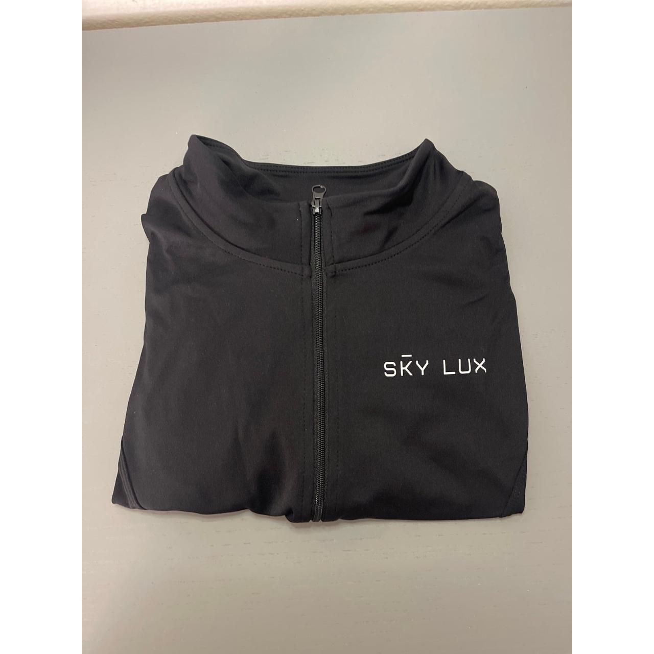 NEW SKY LUX APPAREL BLACK SWEATER ZIPUP SIZE... - Depop