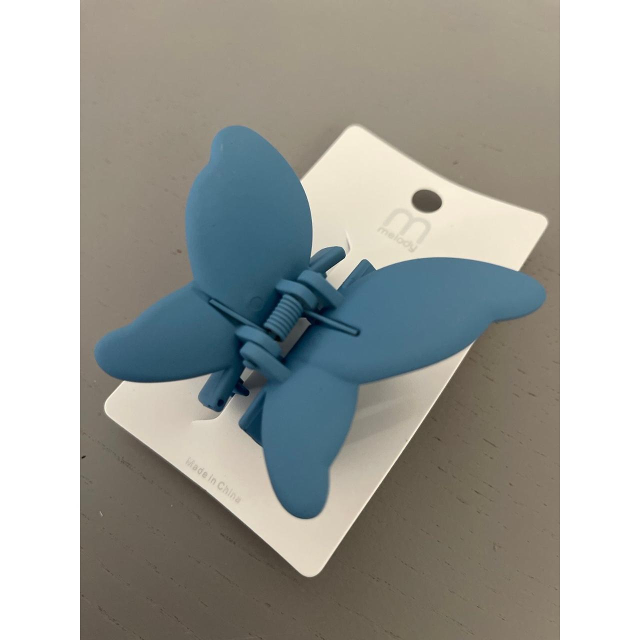 NEW DARK BLUE BUTTERFLY HAIR CLIP SOFT MATTE COLOR... - Depop