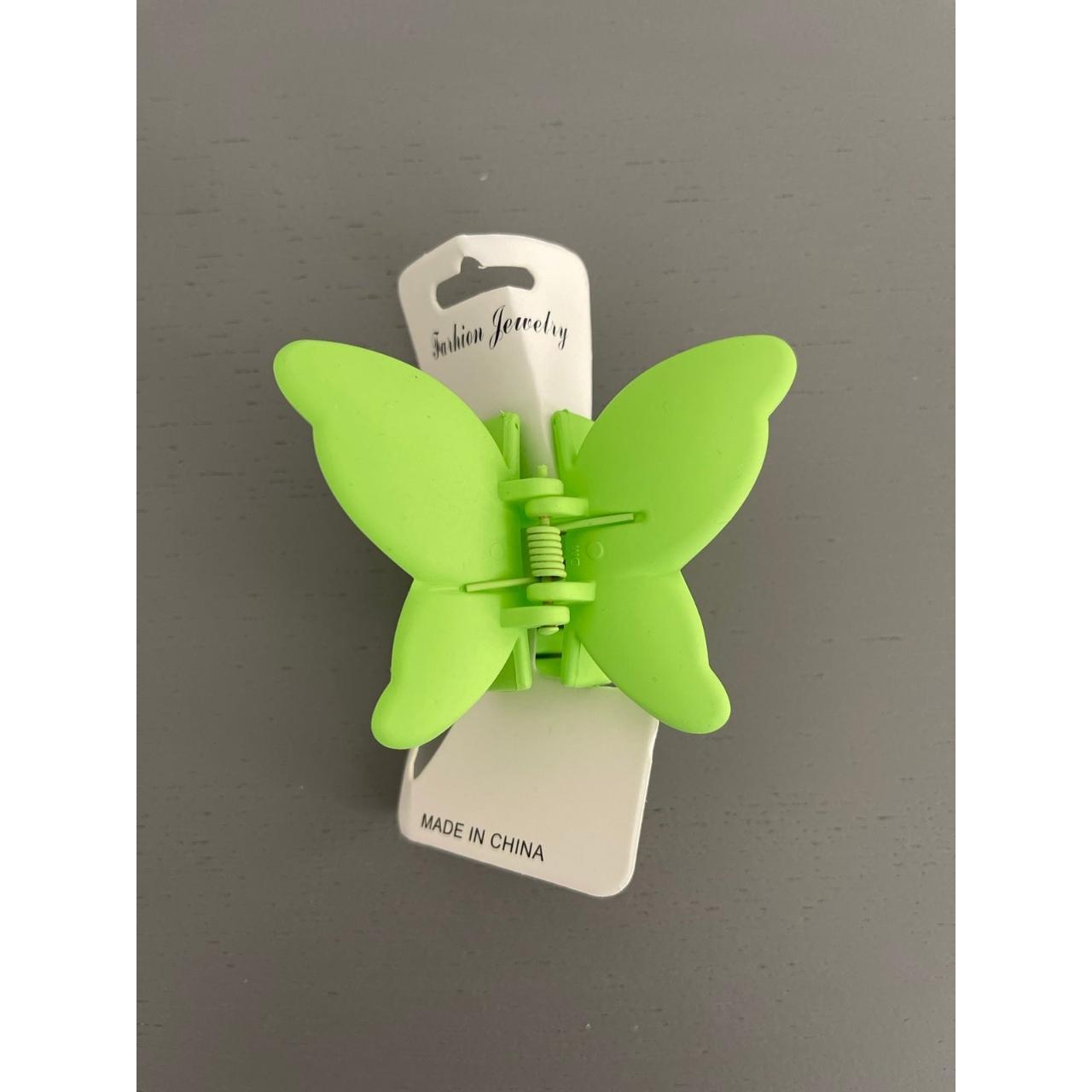 NEW NEON GREEN BUTTERFLY HAIR CLIP SOFT MATTE COLOR... | Depop