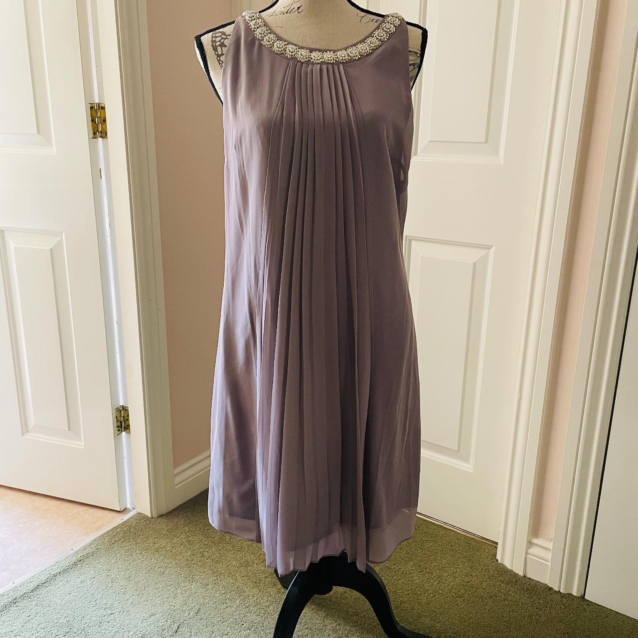 Monsoon grey-purple dress with gold sequins and... - Depop