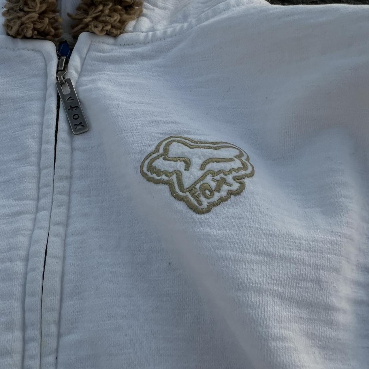White Fox Racing zip-up jacket with fur trim... - Depop
