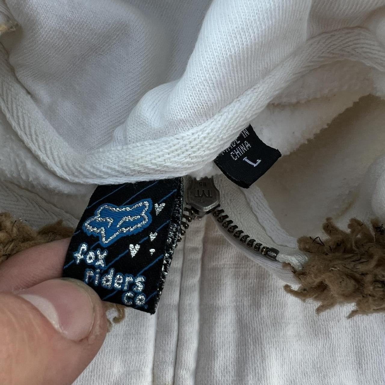 White Fox Racing zip-up jacket with fur trim... - Depop
