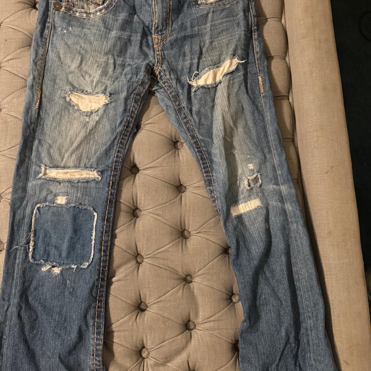 True Religion Ripped Jeans; Shows signs of wear on... | Depop