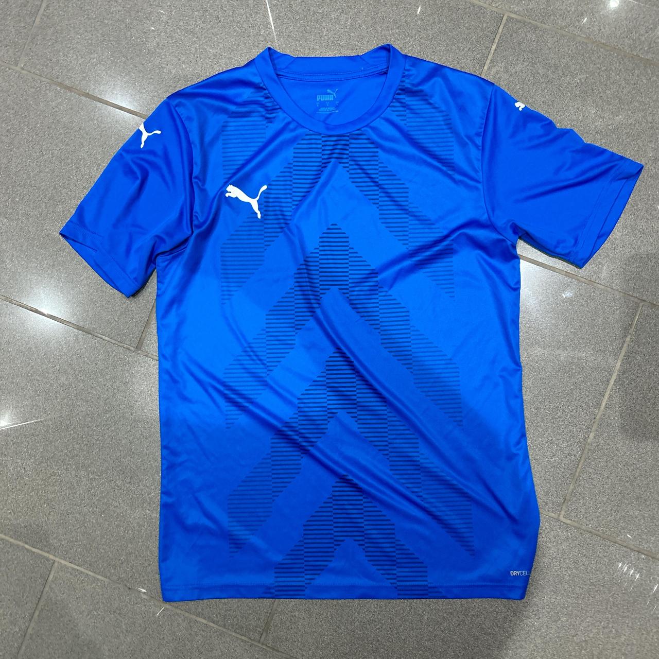 Puma blue and white jersey #football #soccer - Depop