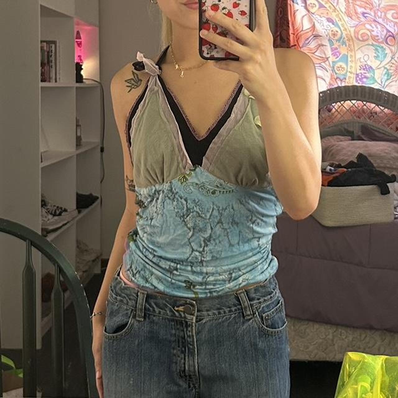 Cutie y2K patch work top Halter and... - Depop