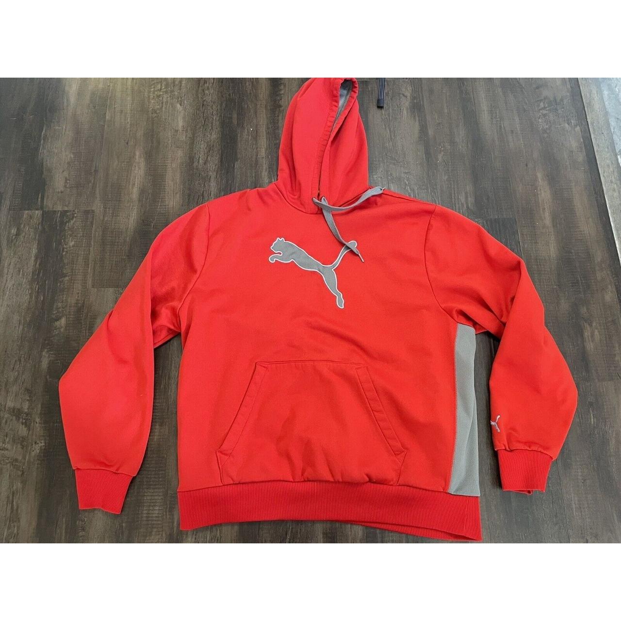 2 Puma Pullover Hoodies Mens XL Red/Gray Both in... - Depop