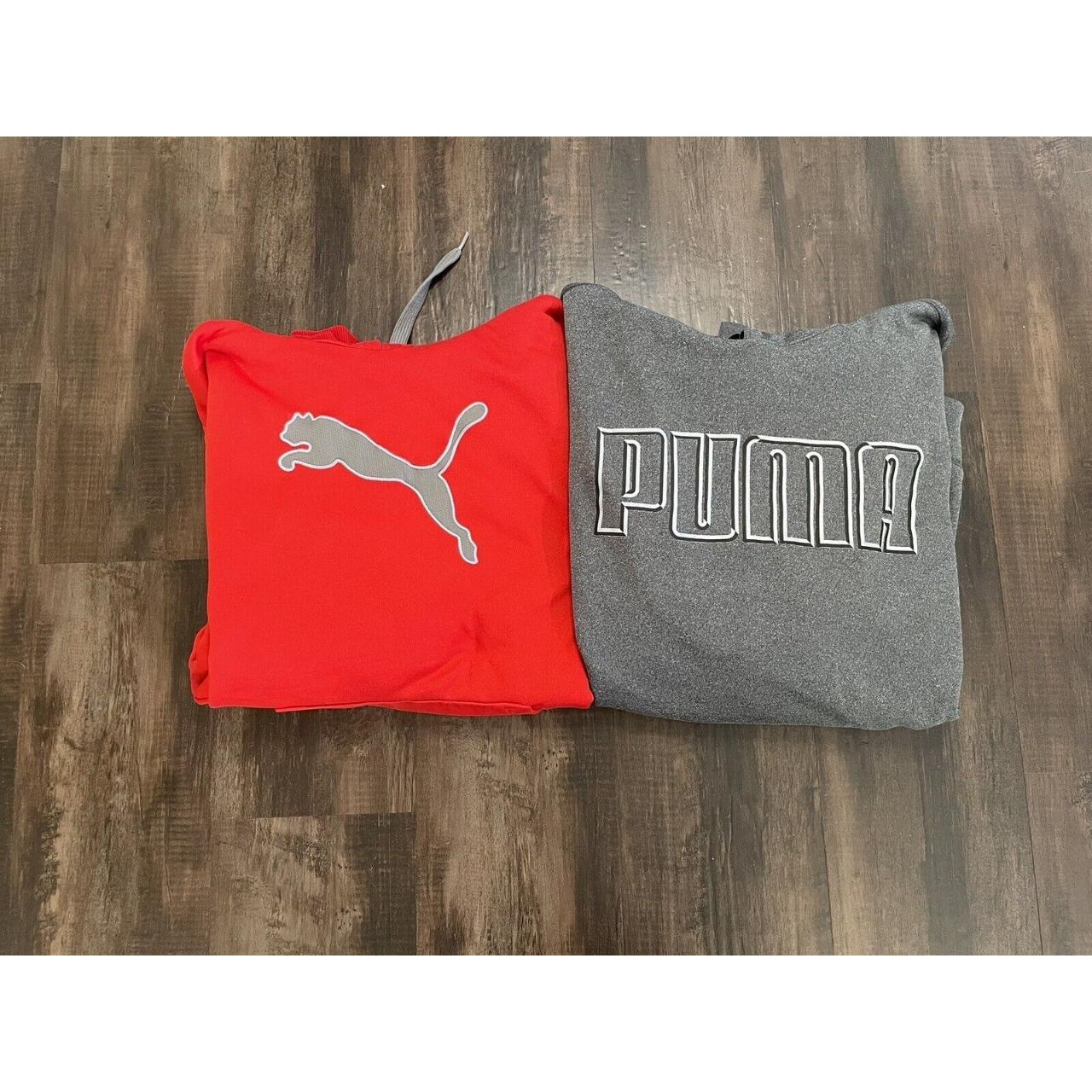 2 Puma Pullover Hoodies Mens XL Red/Gray Both in... - Depop