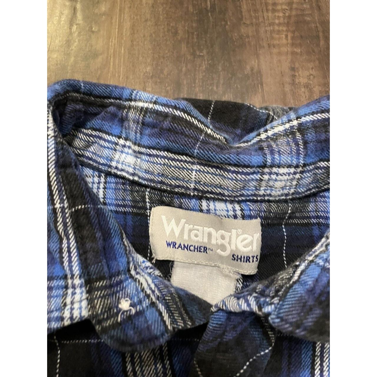 Vintage Wrangler Button Up Black/Blue Pearl Snap... - Depop
