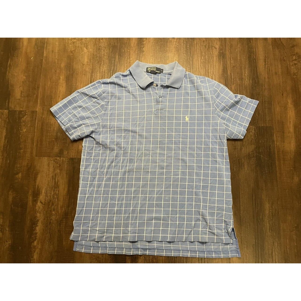 Polo Ralph Lauren Men's Polo Shirt Large Blue Plaid... - Depop