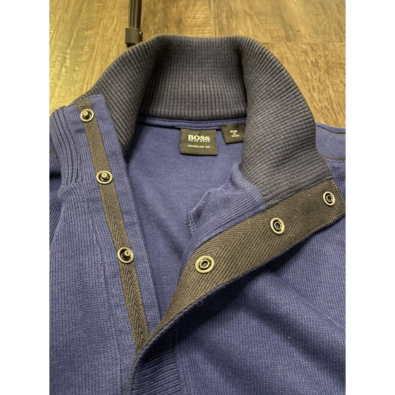 Hugo Boss Sweater Mens Medium Blue Cotton Polyester... - Depop