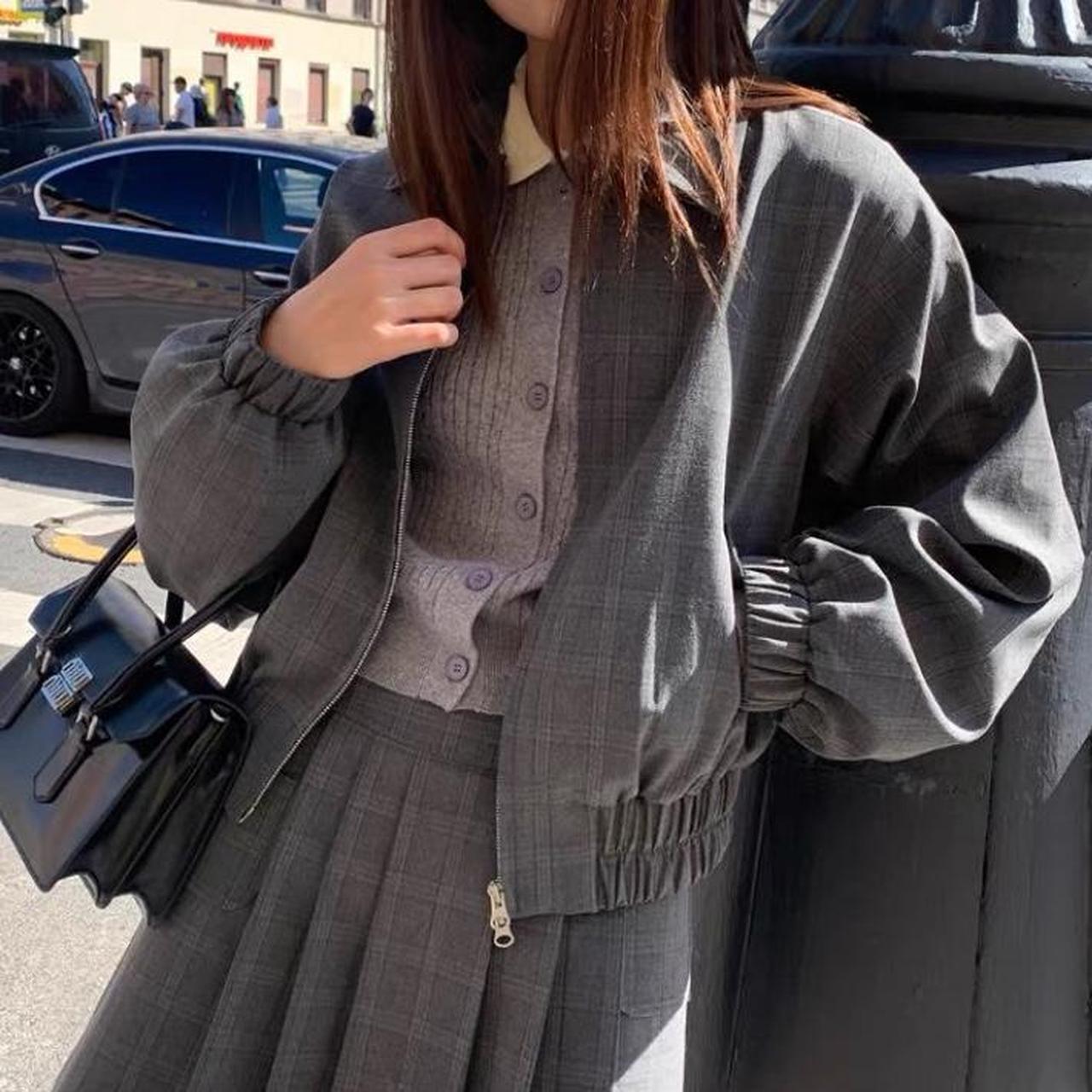 Grey check jacket Size S fit 6-8 Never worn - Depop